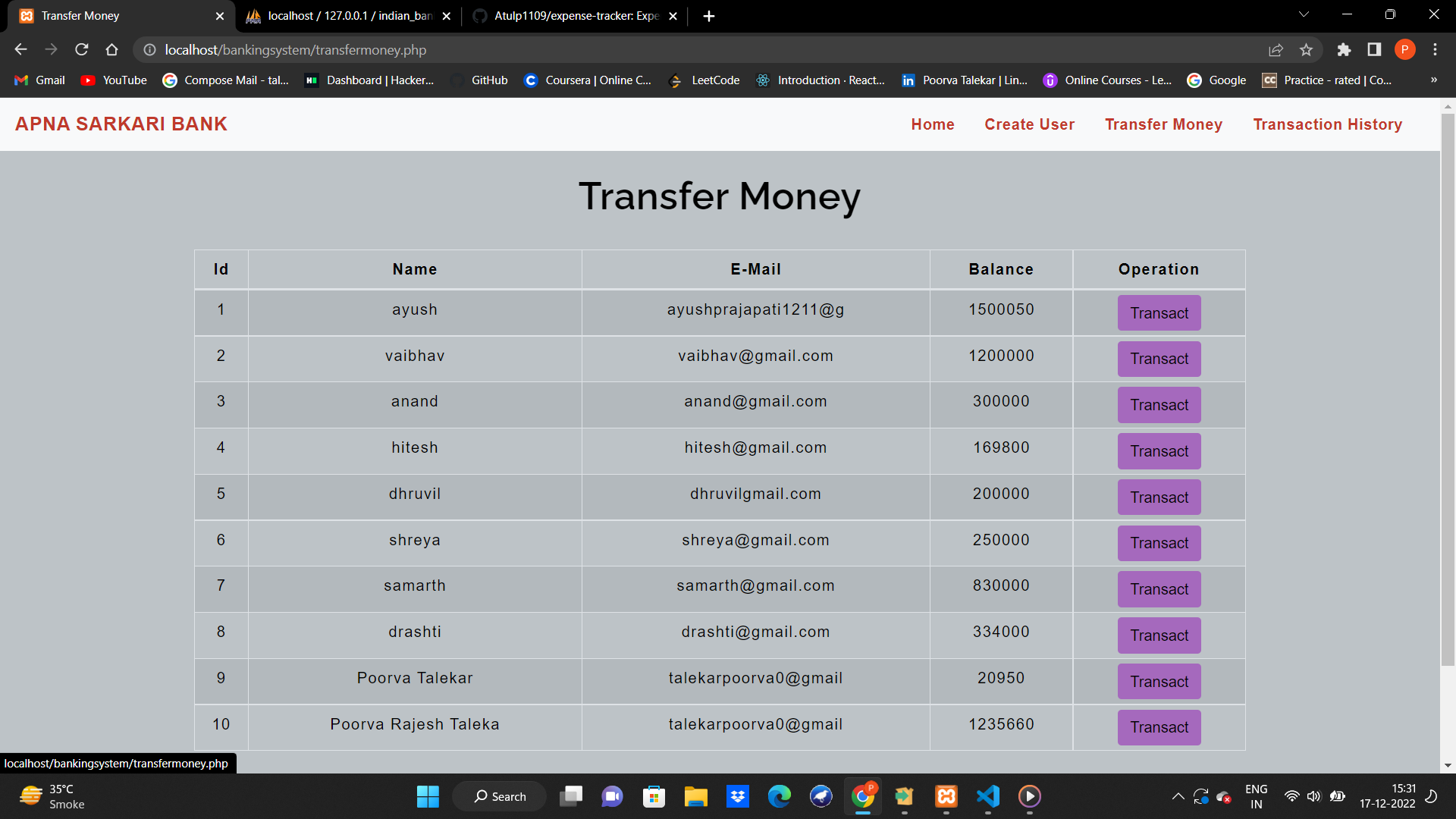 GitHub - Poorva225/BASIC-BANKING-SYSTEM