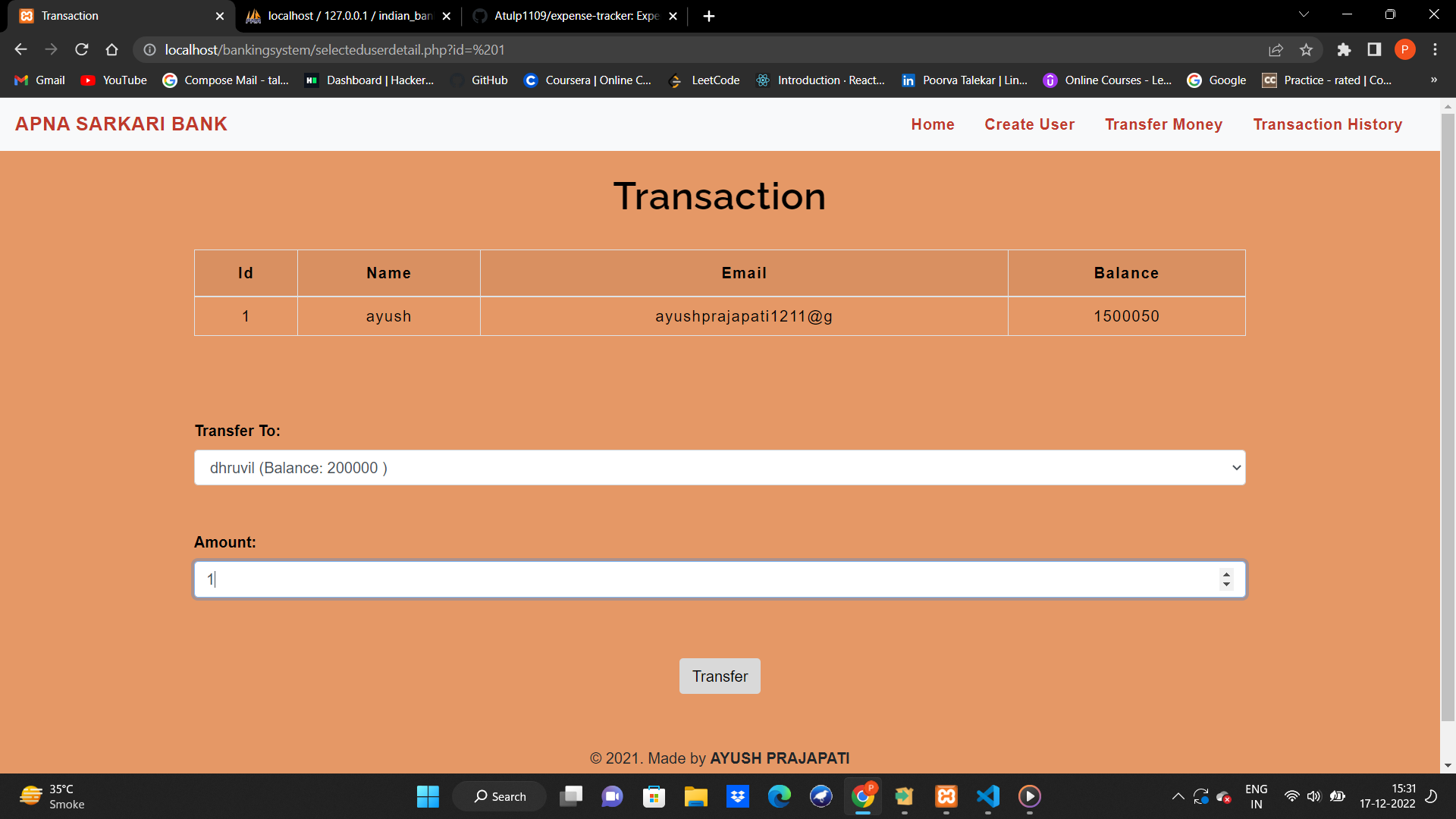 GitHub - Poorva225/BASIC-BANKING-SYSTEM
