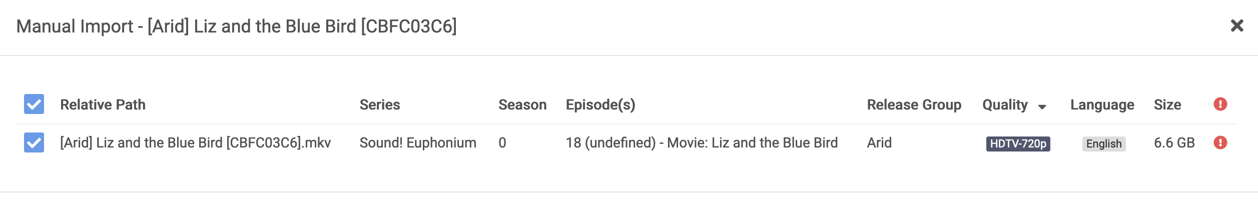 Error While Manually Importing Series - Files Moved, Never Removed from ...