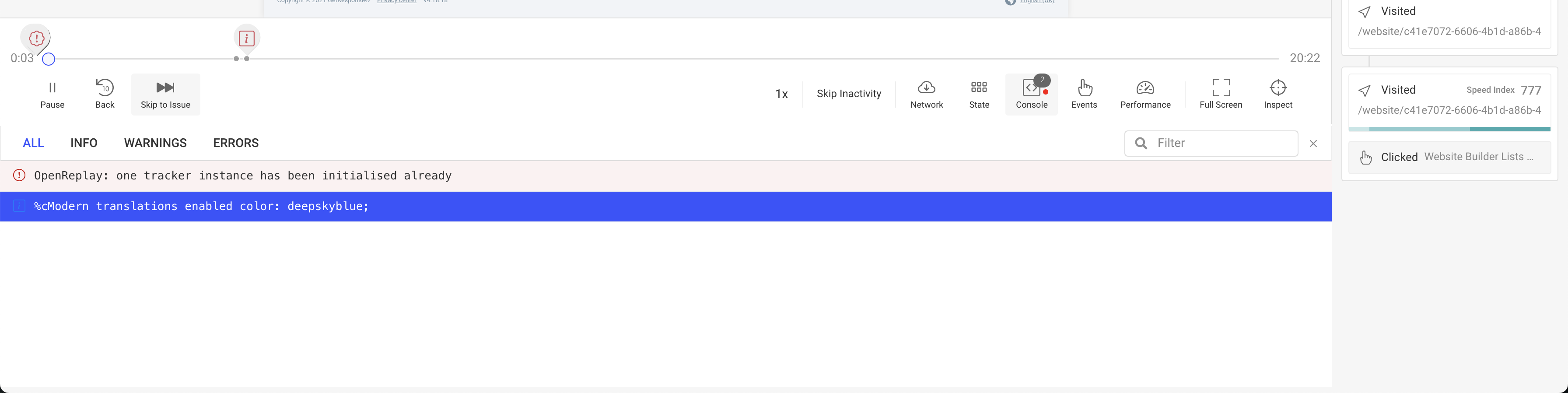 Sessions are being recorded for minutes but nothing is being shown on ...