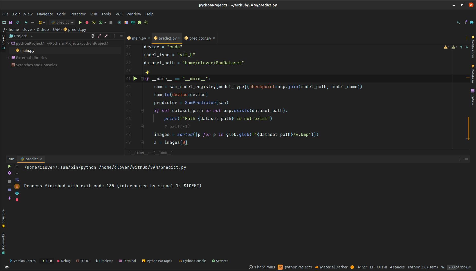 Error Process Finished With Exit Code 135 interrupted By Signal 7