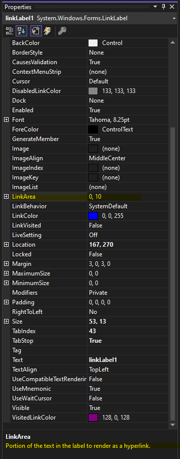 [Feature Request]: Is it possible to add the `LinkArea` property to a `KryptonLinkLabel` · Issue ...