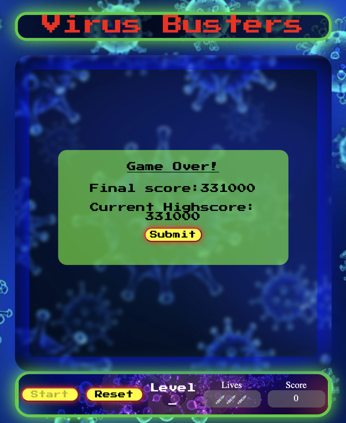 GitHub - Kumasta/SEI-Project-1-Virus-Buster: A Space Invader type game ...