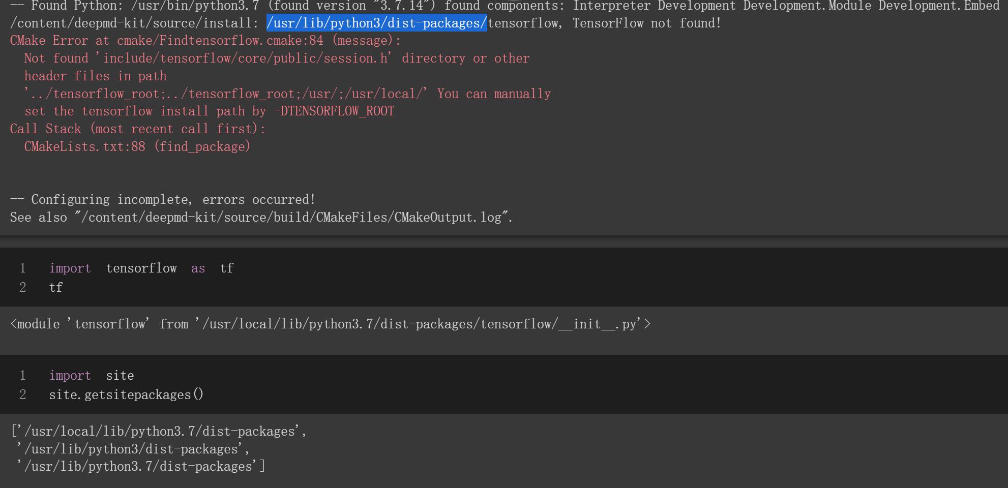 Bug ` Dusetfpythonlibs` Sometimes Cant Find Tensorflow · Issue 2015 · Deepmodelingdeepmd 