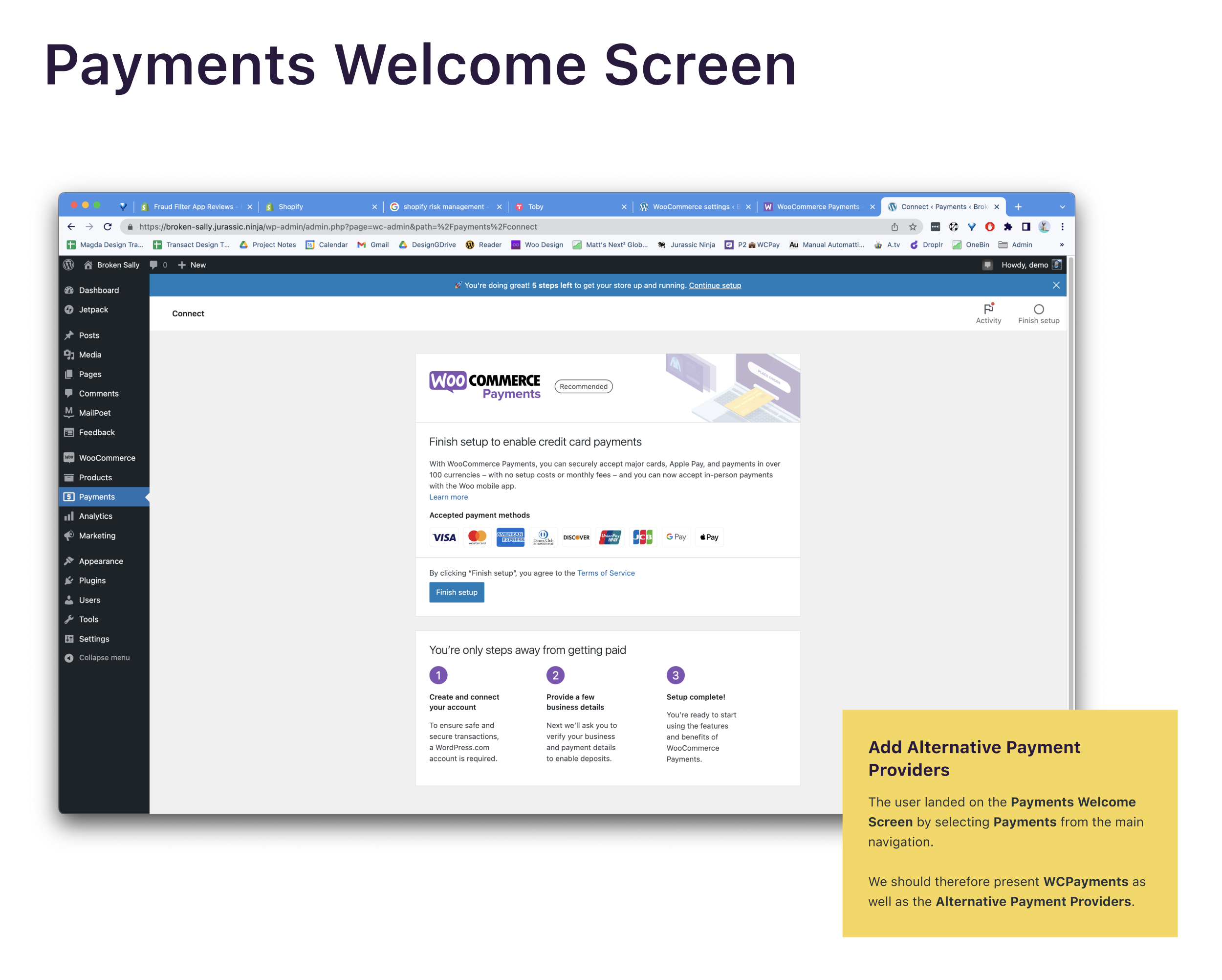 Payments Welcome Screen needs updating · Issue #33602 · woocommerce/woocommerce · GitHub