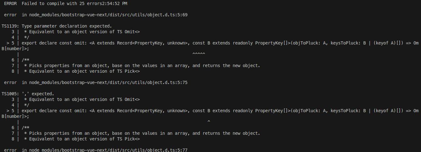 Typescript Error Build Vue Project Receive Type Parameter
