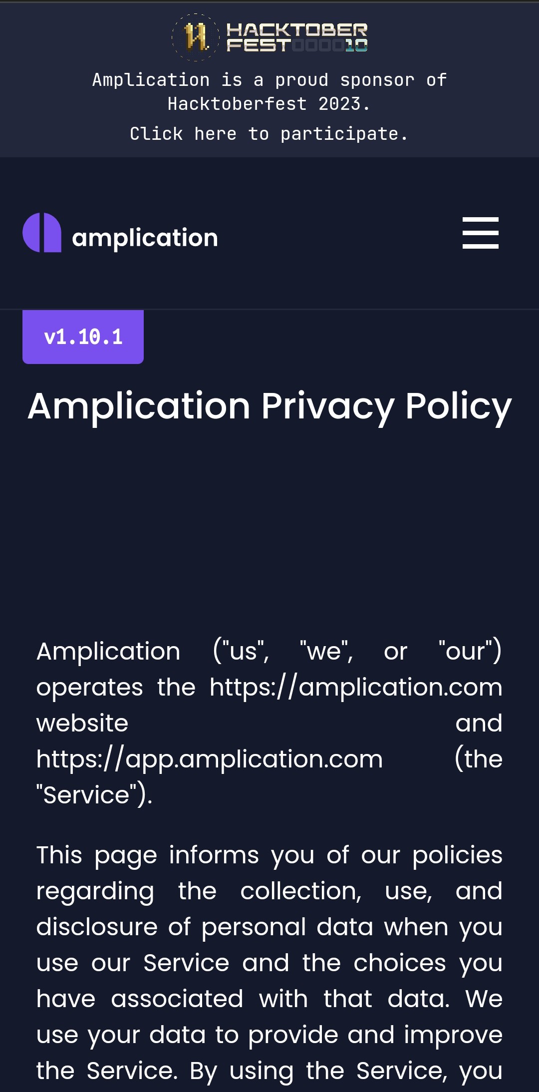 Rearrange The Contents Of Privacy Policy For Mobile View · Issue 7194 · Amplicationamplication