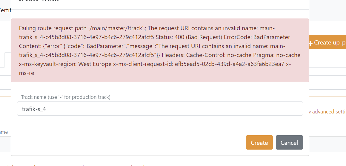 Problem With Keyvault And In A Track Name And Probably The Tenant