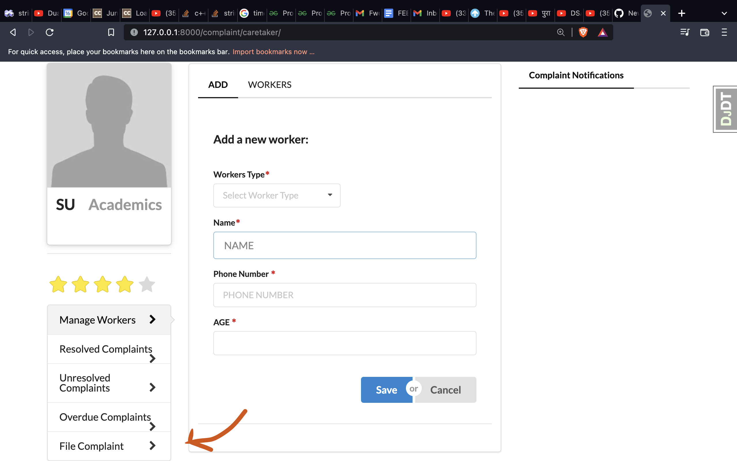 Add "File Complaint" feature to caretakers · Issue #960 · FusionIIIT/Fusion · GitHub