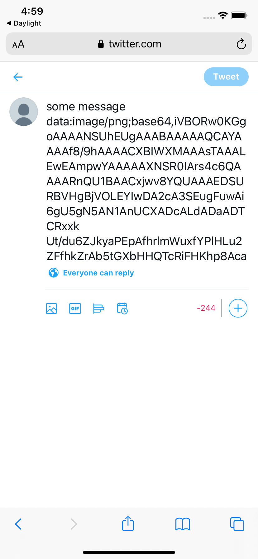 Twitter Sharing Of Base64 File In Url Doesnt Work As Expected On Ios · Issue 1025 · React 