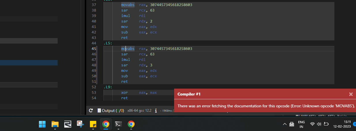 [BUG] Problem with MOVABS opcode: error fetching documentation · Issue #4481 · compiler-explorer ...
