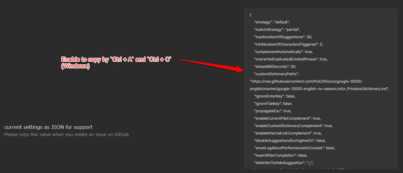 Current settings as JSON for support · Issue #62 · tadashi-aikawa/obsidian-various-complements ...