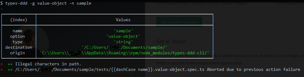 Ilegal characters in path. (git bash windows) · Issue #1 · 4lessandrodev/types-ddd-cli · GitHub