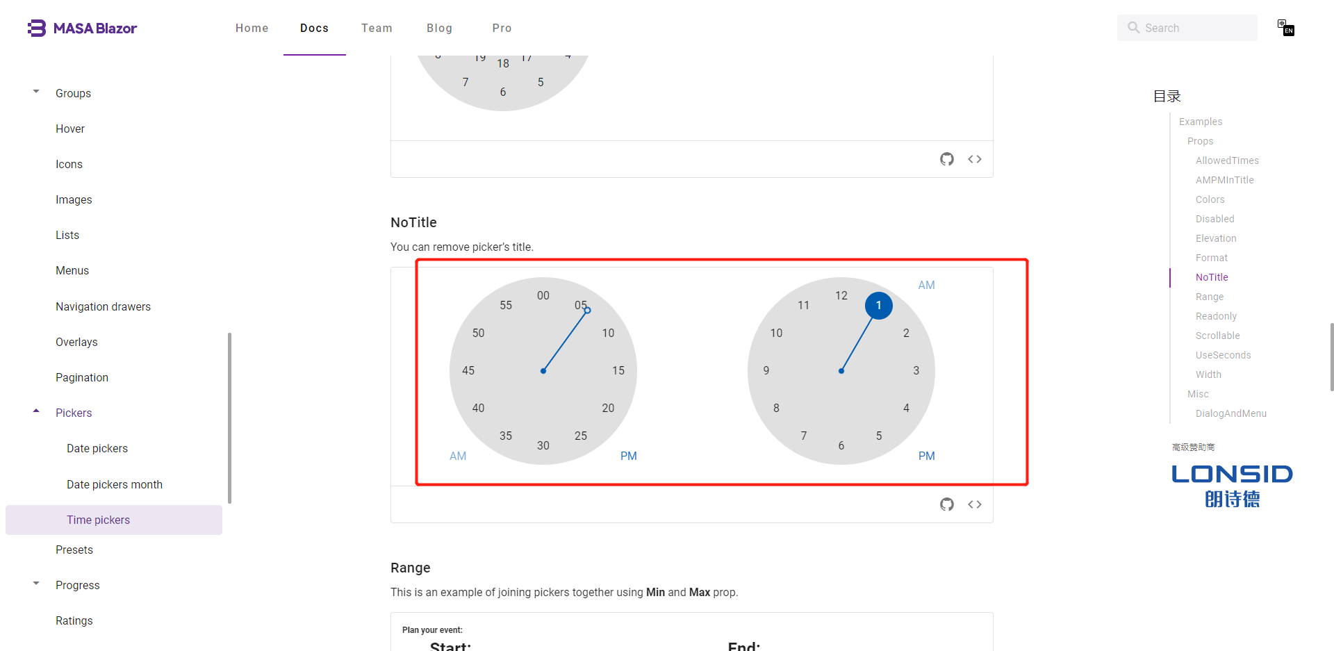Pickers - Time pickers - No Title , After "hour" is selected in the ...