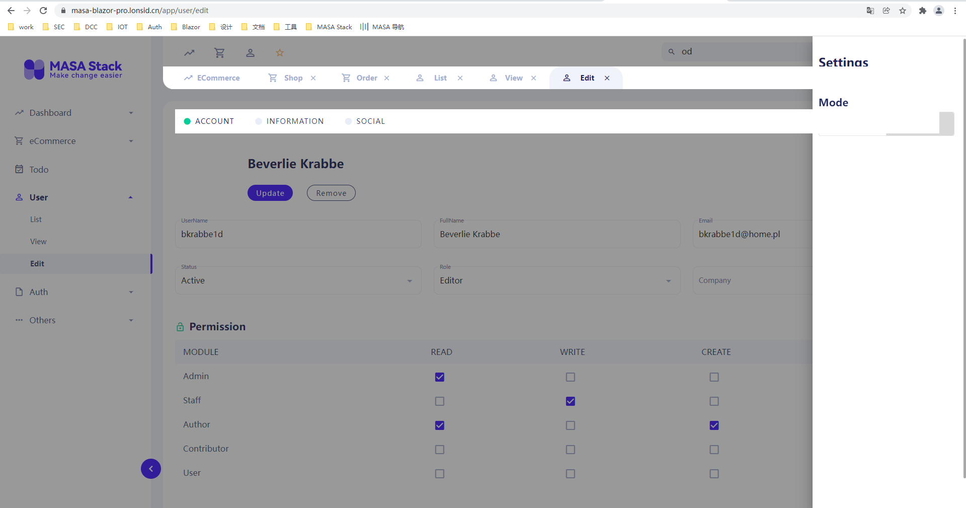 Click the Settings button under Edit and the drawer is blocked · Issue ...