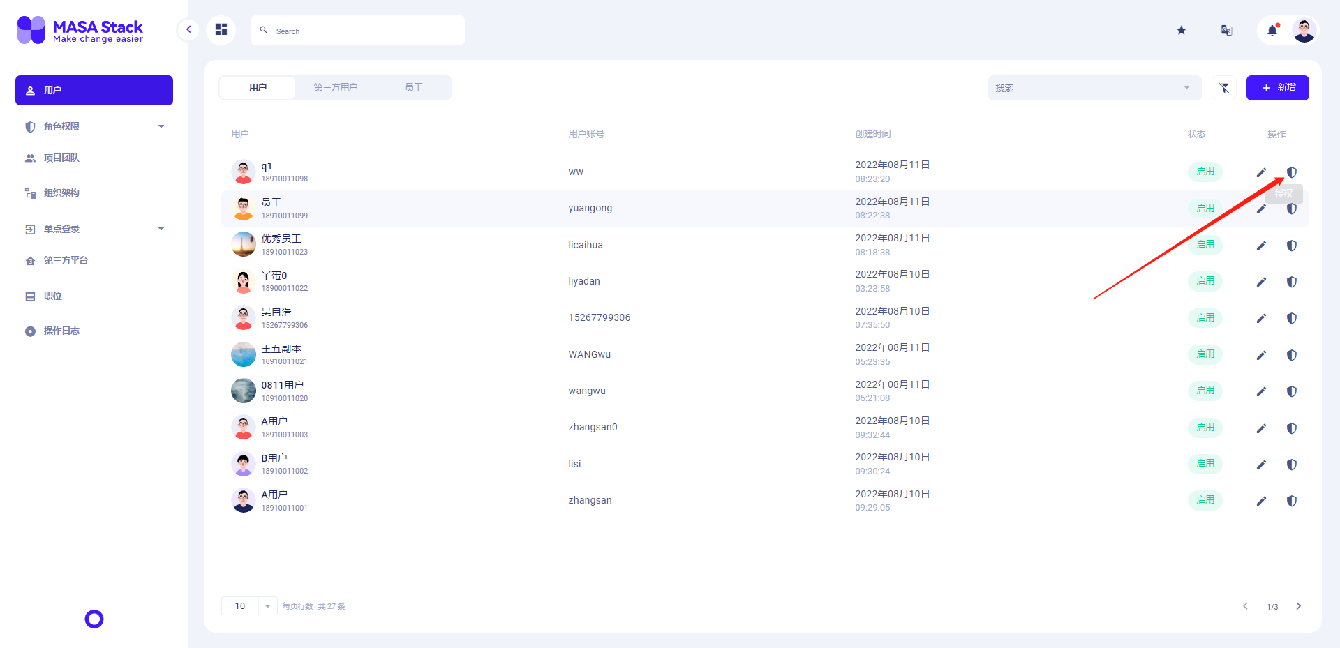 User . Click permission to get an error · Issue #264 · masastack/MASA.Auth · GitHub
