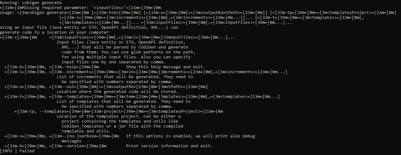 terminal control codes aren't processed when using Cobigen-cli with devon prefix · Issue #631 ...