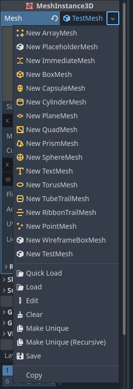 It's possible to create abstract resource classes using the inspector (e.g. Mesh or ...