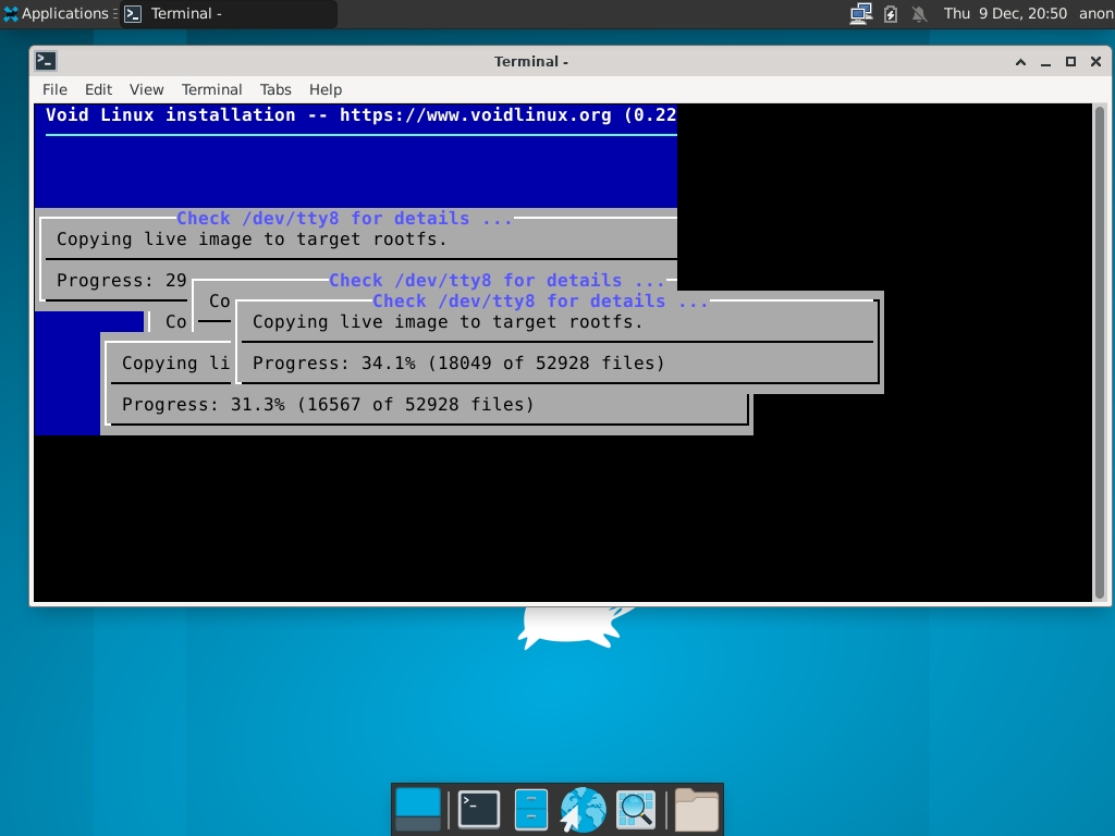 [bug] Void Installer On Xfce Iso Glitches When Moving Around The Terminal · Issue 228 · Void