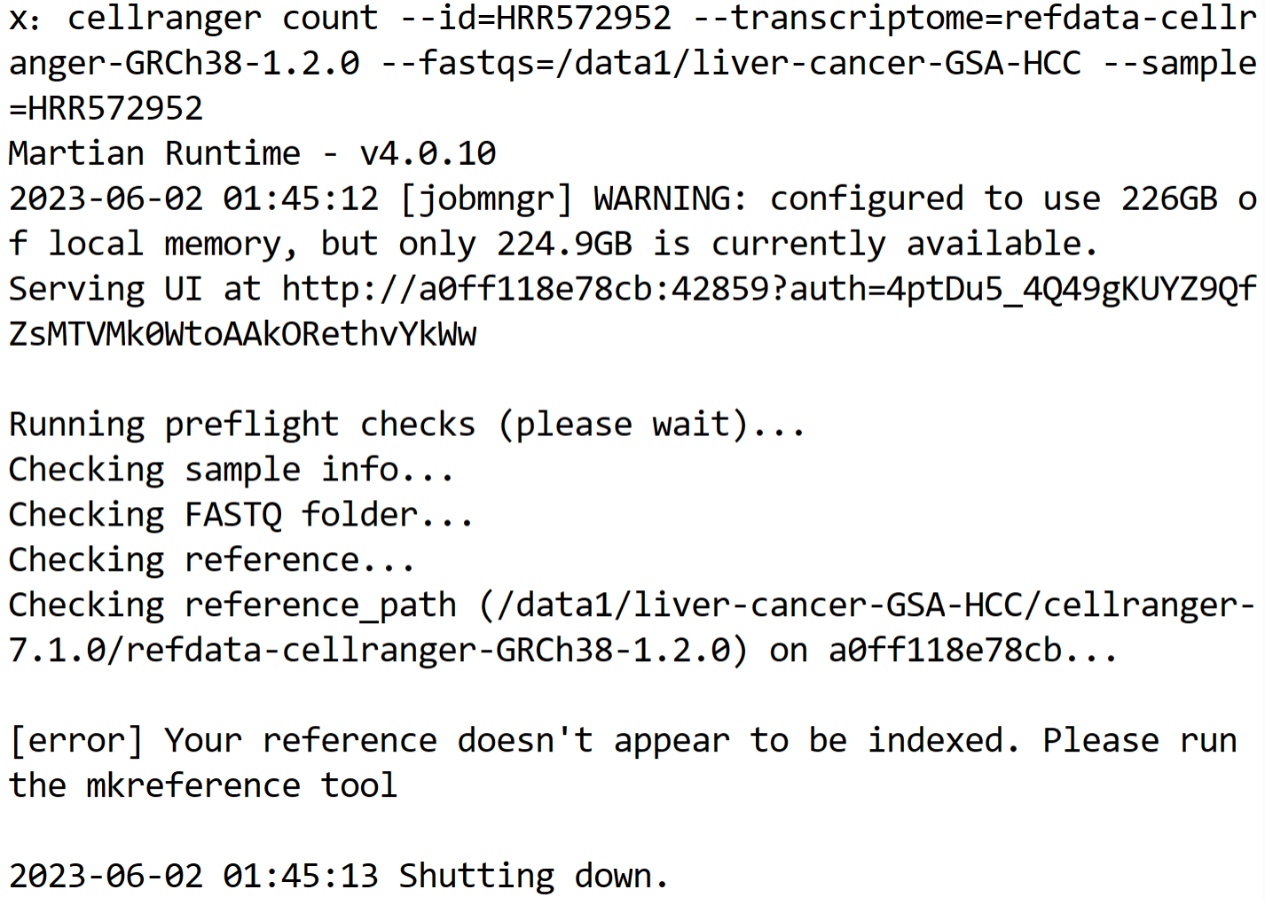error: The subcommand 'mkref --genome=GRCh38' wasn't recognized Did you mean 'mkref'? If you ...
