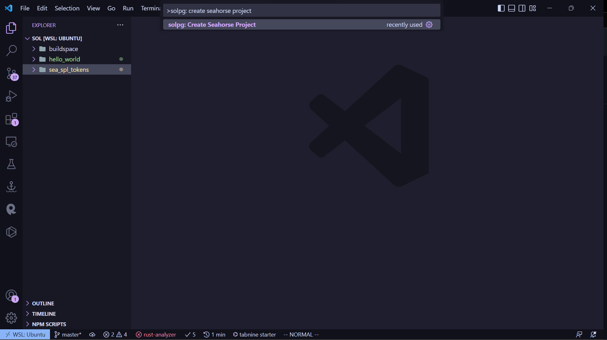 Extension Create New Seahorse Project Creates Anchor Project Issue
