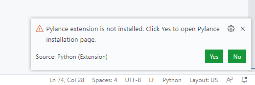 Pylance installation toast doesn't do take me to installation page in Codespaces · Issue #14264 ...