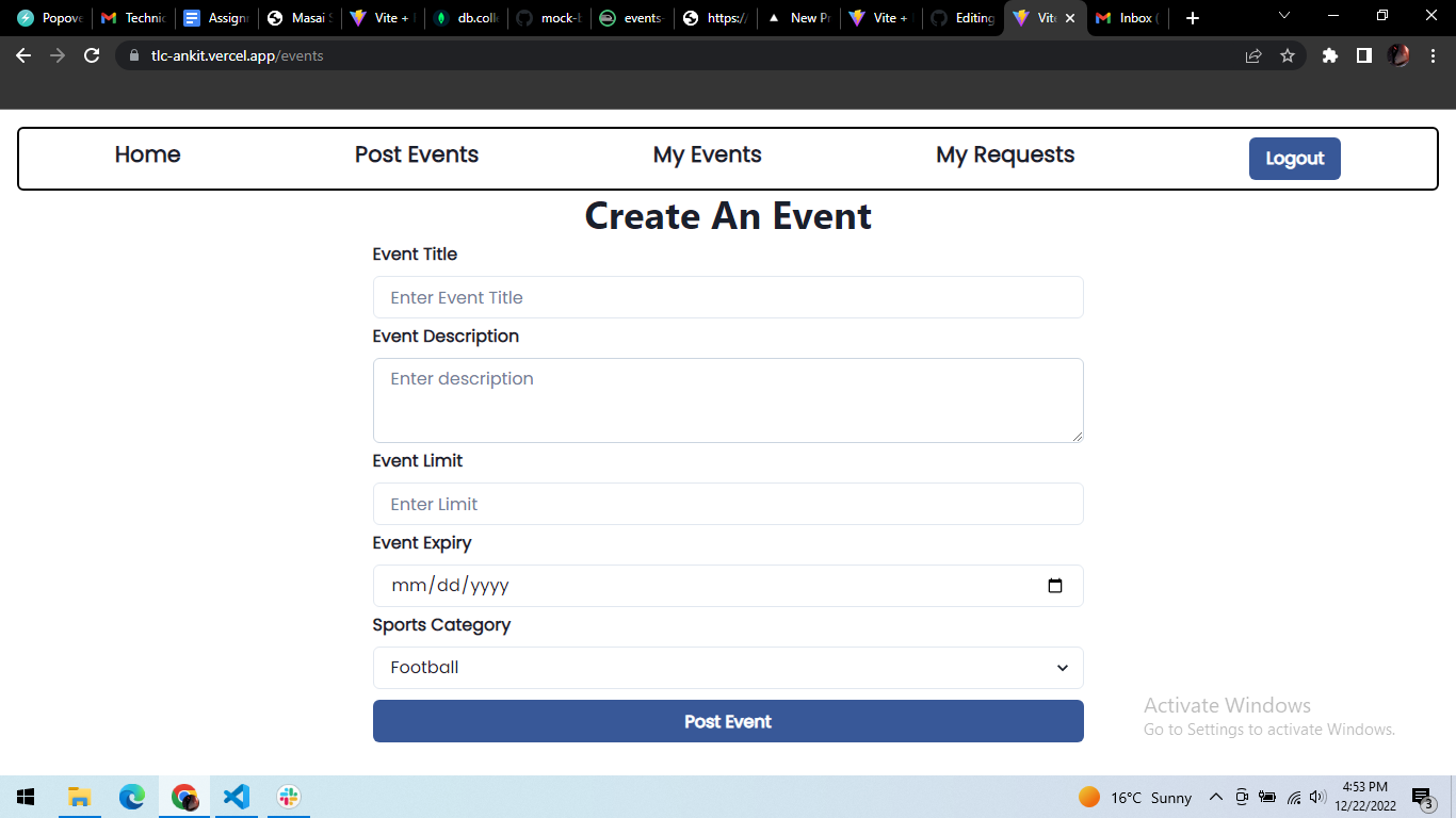 GitHub - AnkitParte/tlc-ankit: Sport Event App