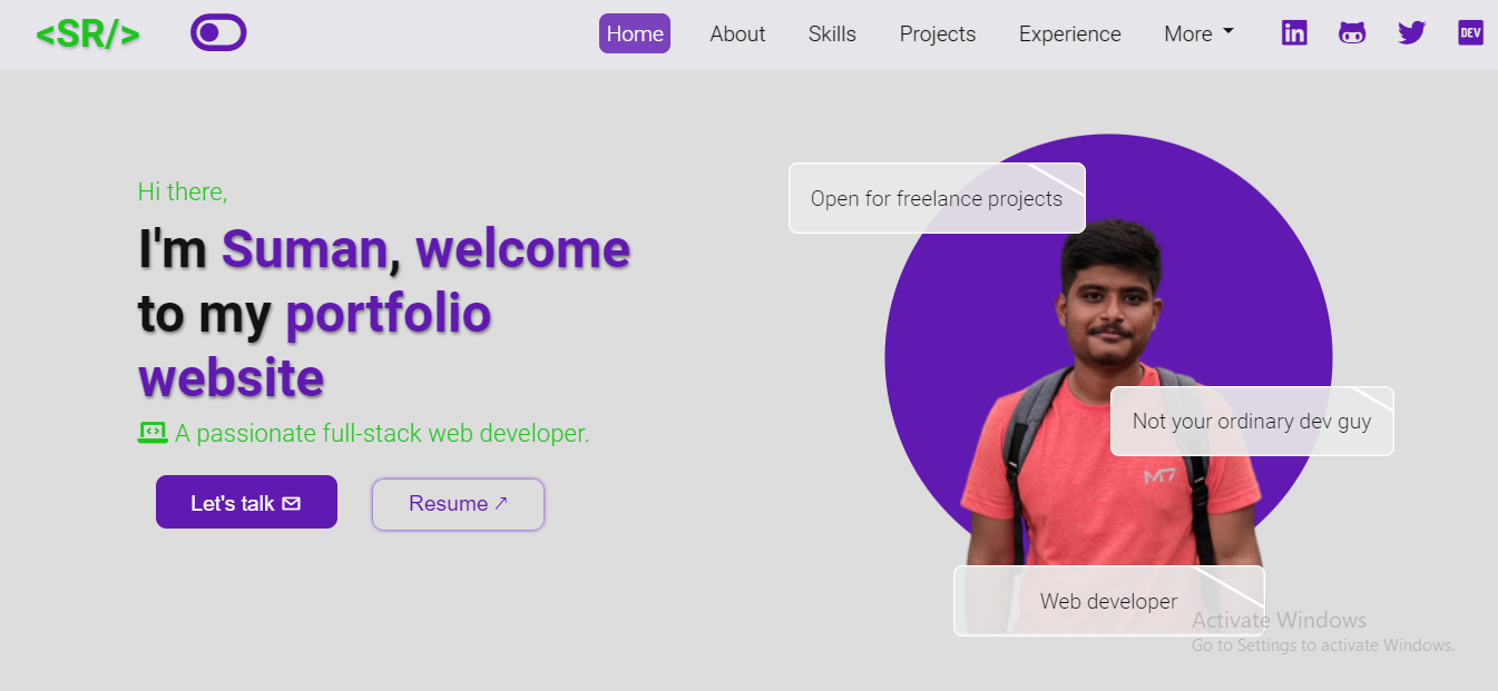 GitHub - Suman373/PersonalPortfolio: This is my portfolio website built using React.