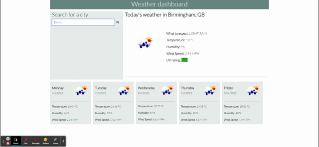 GitHub - jgray33/weather-dashboard: A weather application built with ...