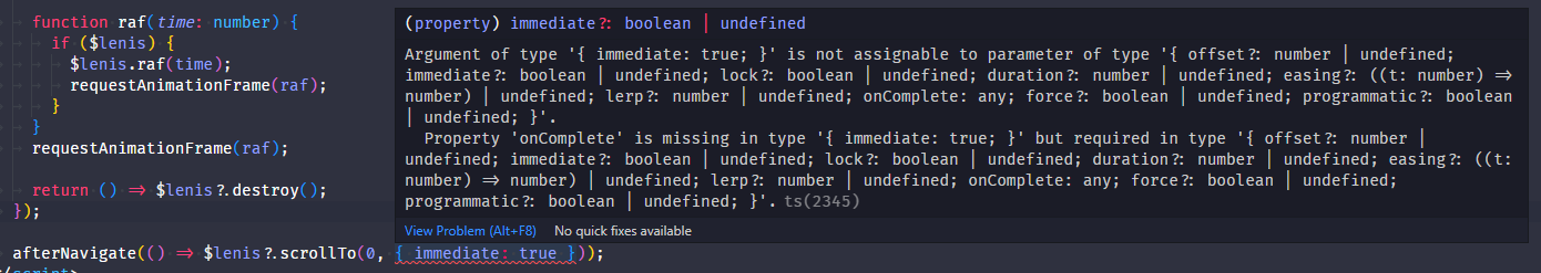 Typescript Error · Issue #149 · darkroomengineering/lenis · GitHub