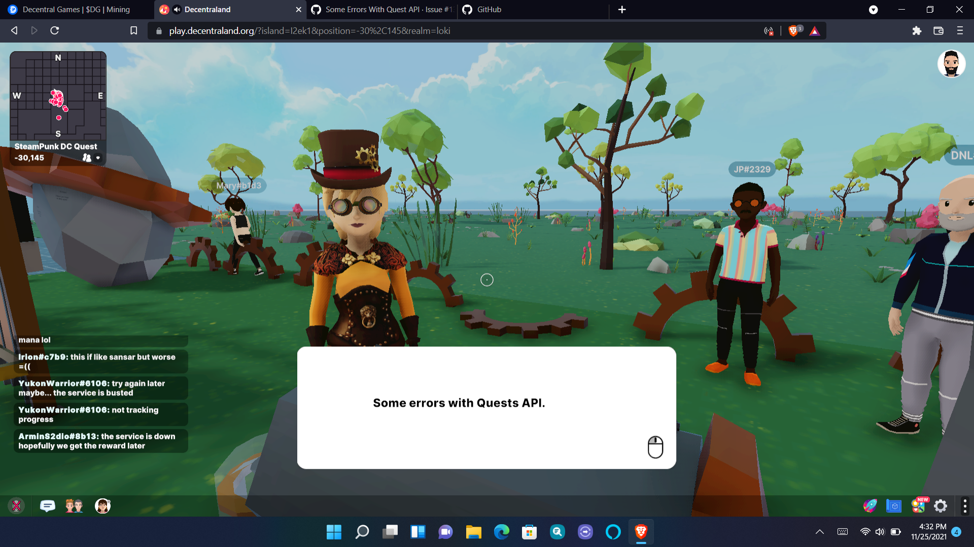 Some Errors With Quest API · Issue #136 · decentraland/issues · GitHub