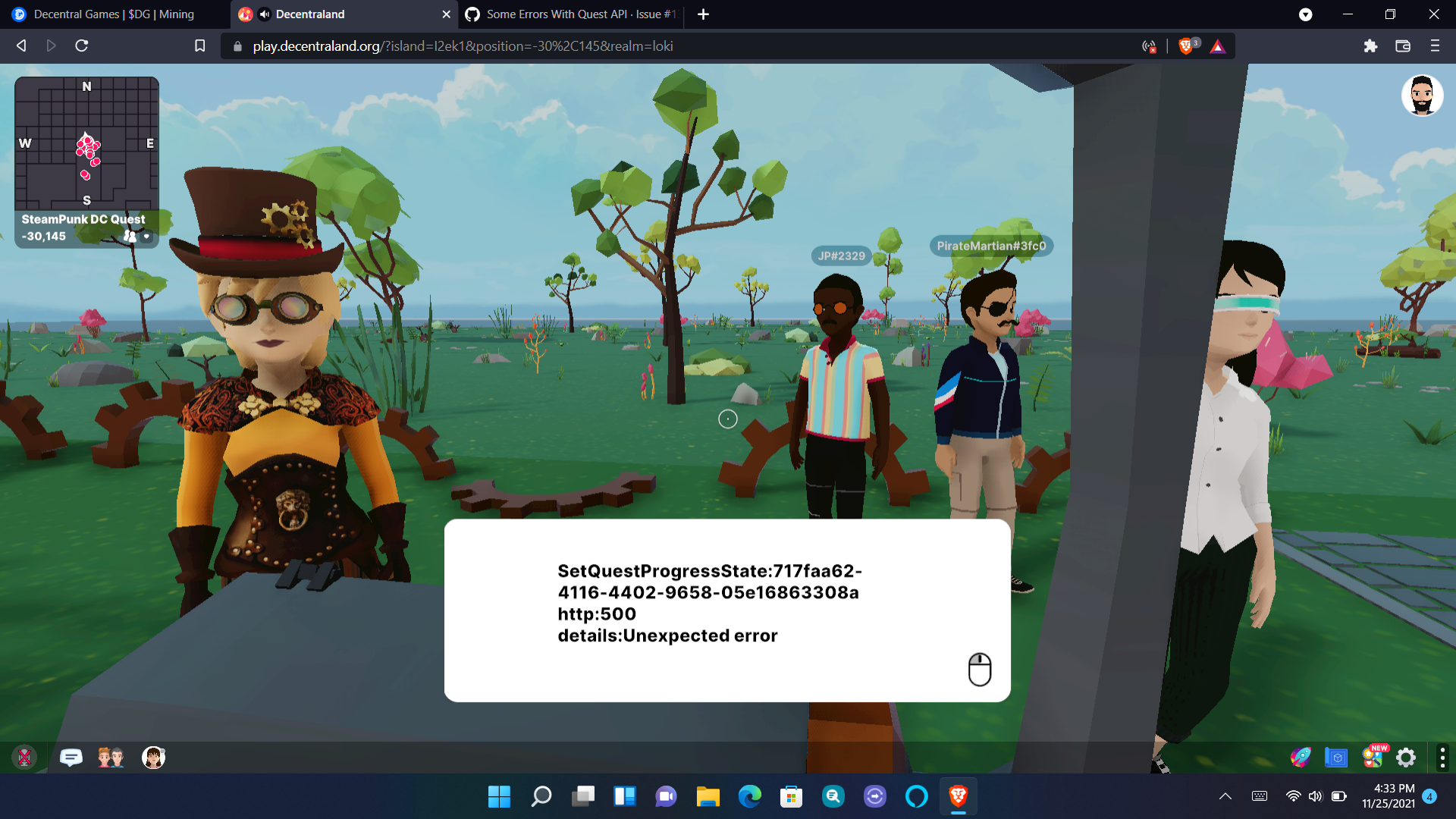 Some Errors With Quest API · Issue #136 · decentraland/issues · GitHub