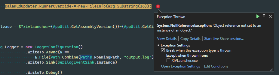 Argument `--dalamudRunner=` returns a NullReferenceException · Issue ...