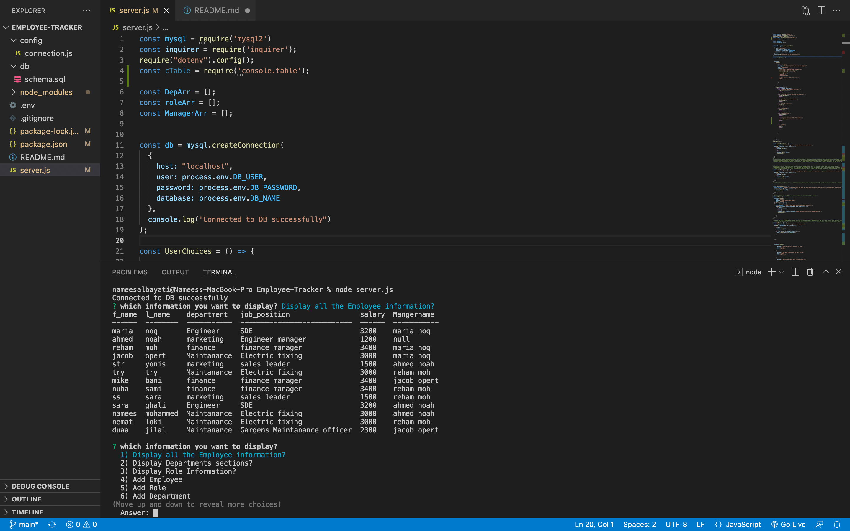 GitHub - Namees-aLbayati/Employee-Tracker