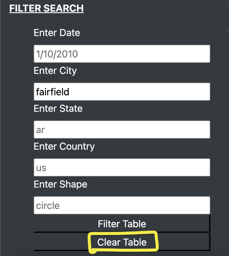 GitHub - wilson-alexei/UFOs: Building a table using data stored in a JavaScript array and ...