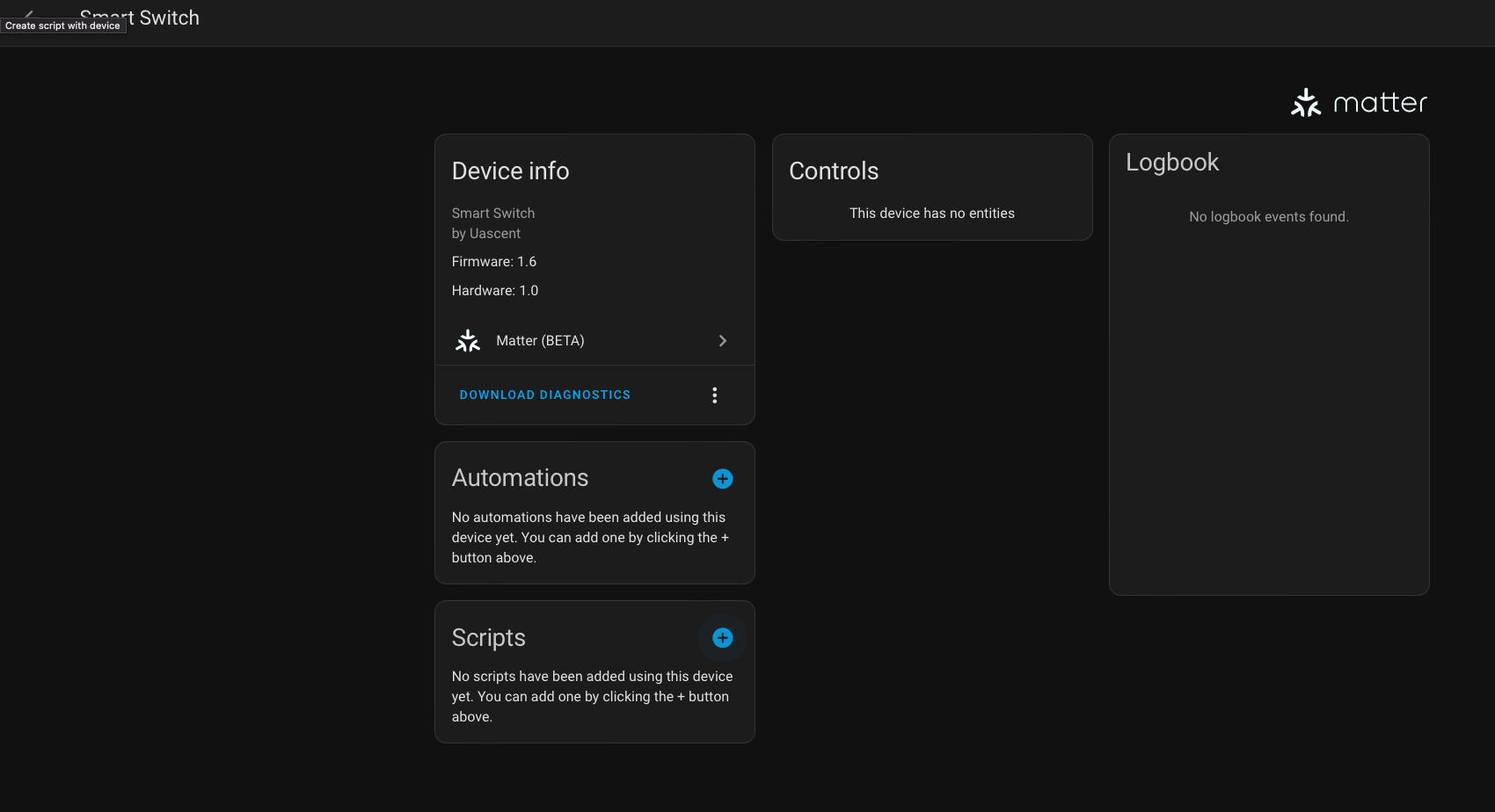 Paired matter switch shows no control and entity · Issue #98307 · home-assistant/core · GitHub