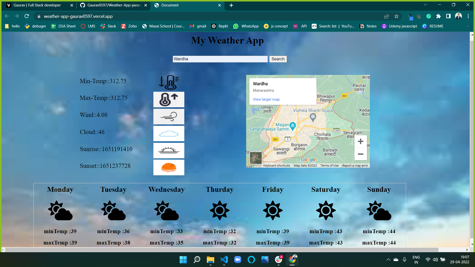 GitHub - Gaurav0597/Weather-App-javascript: Weather App Features- Weekly Weather Forecast ...