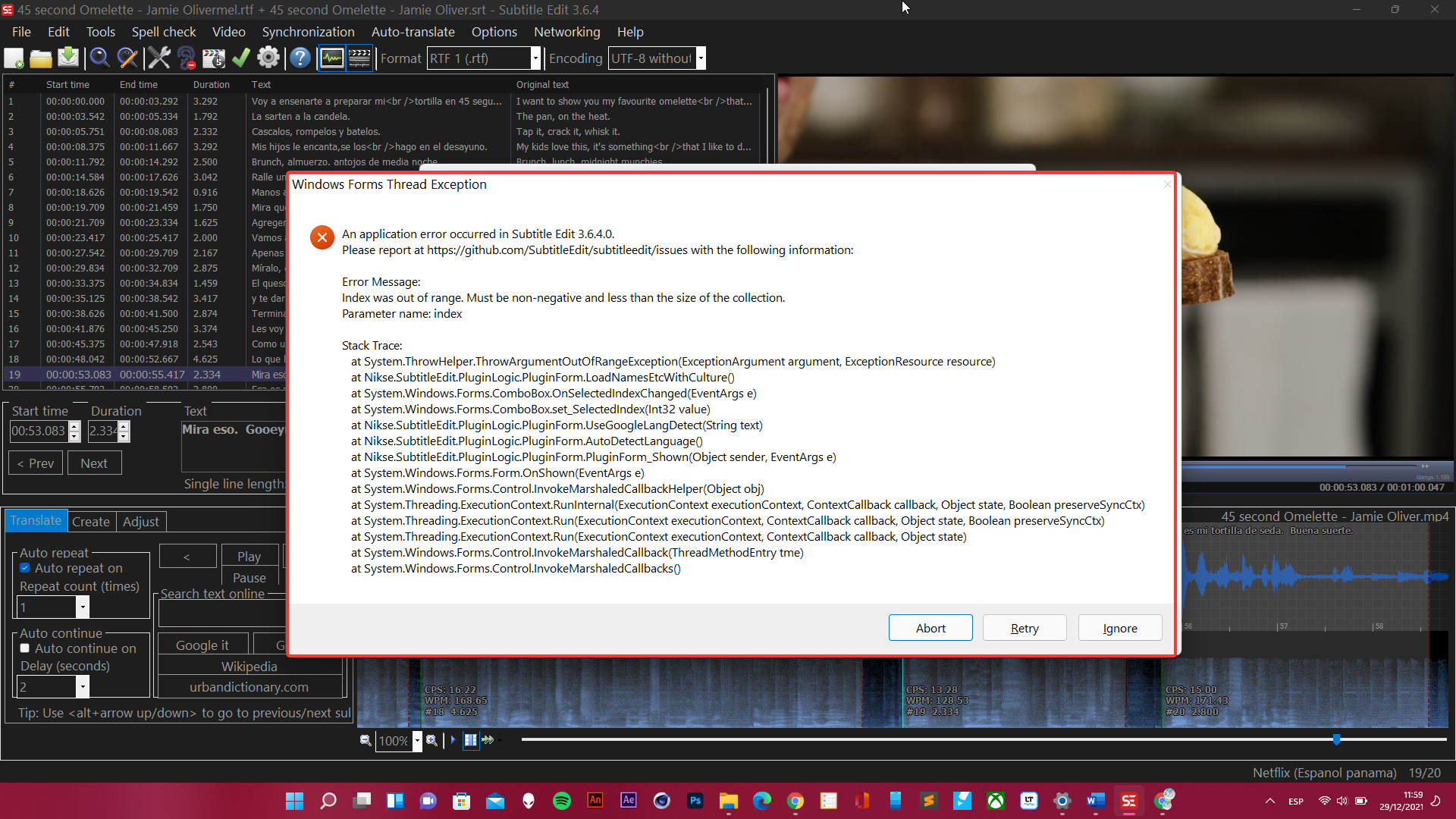 Windows Forms Thread Exception · Issue #5648 · SubtitleEdit/subtitleedit · GitHub