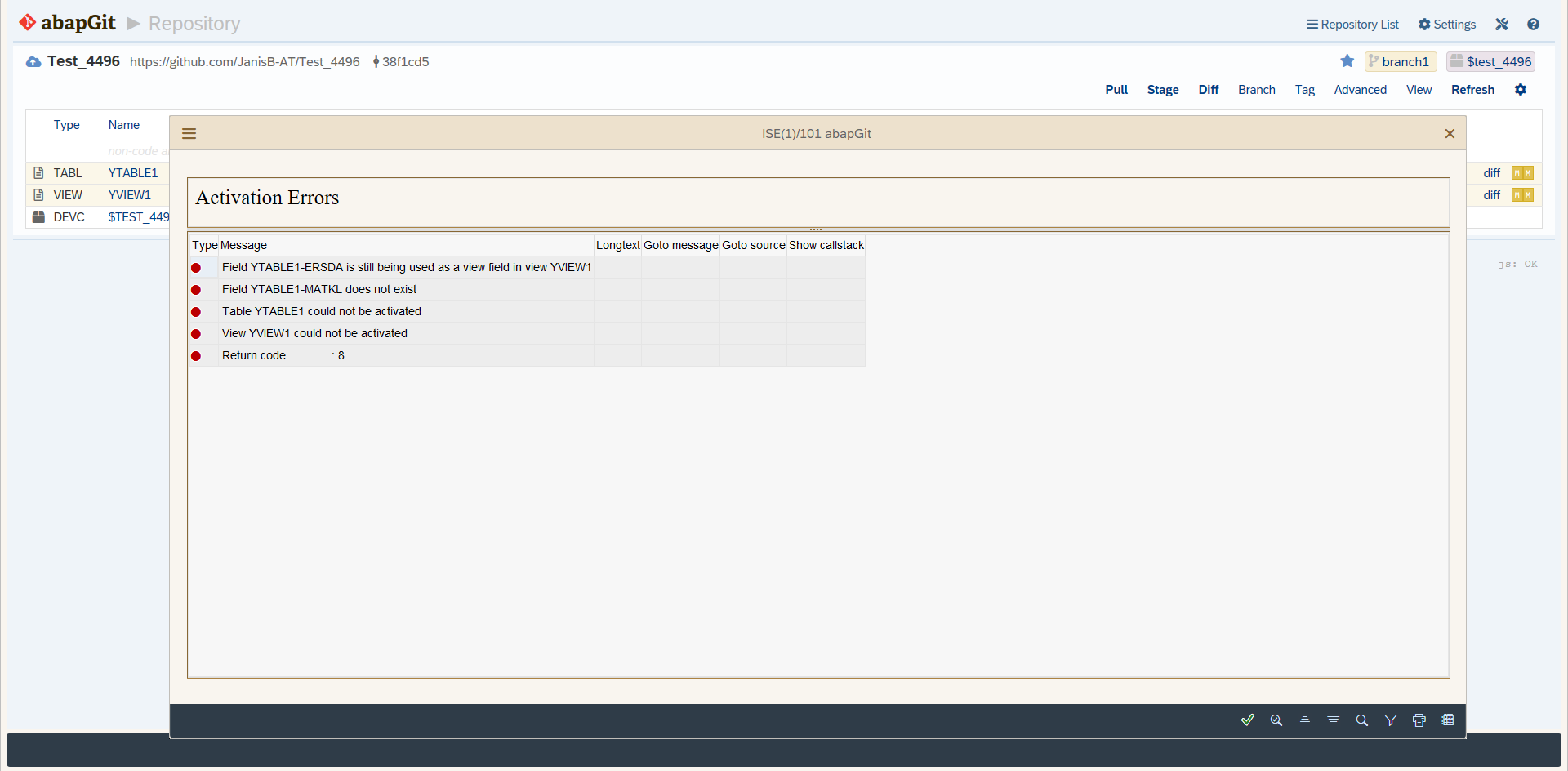 Table and View: Old field removal and new field additional - Error during PULL · Issue #4496 ...