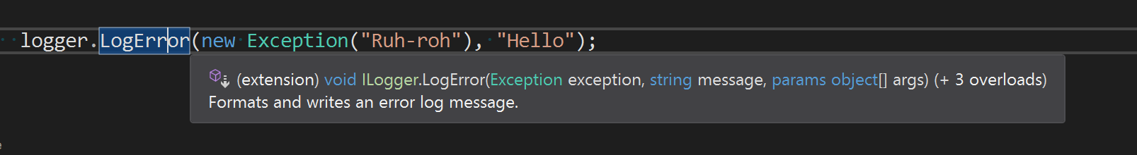 Custom Ilogger Does Not Receive Exception Passed To Logerror Extension