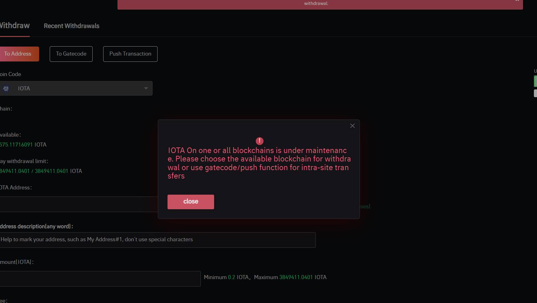 GATE.io not allowing transfers of IOTA to Firefly · Issue #1662 · iotaledger/firefly · GitHub