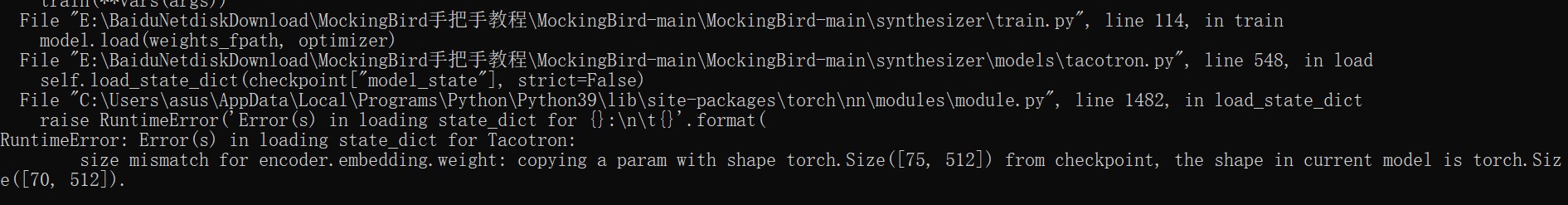 用社区分享的模型训练报错 不知道原因 · Issue #238 · babysor/MockingBird · GitHub