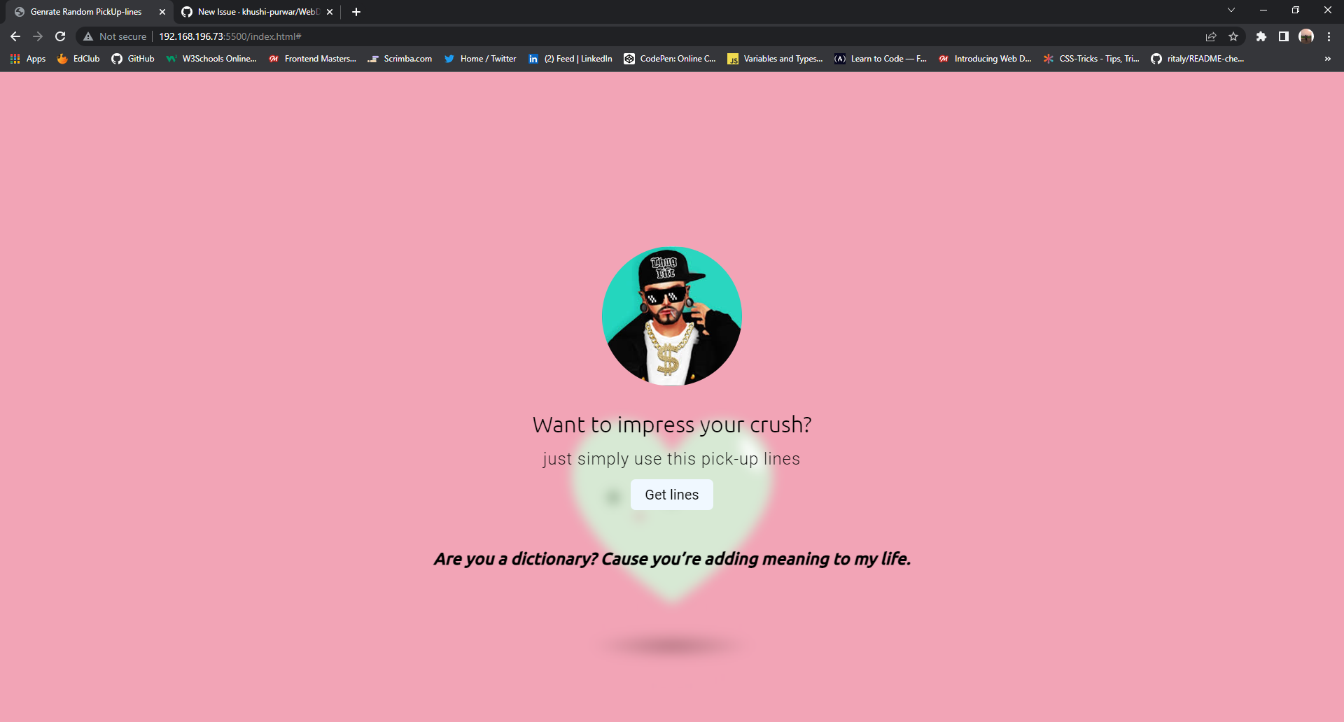 Random pick-up lines to impress you crush💕 · Issue #481 · surajm-333 ...