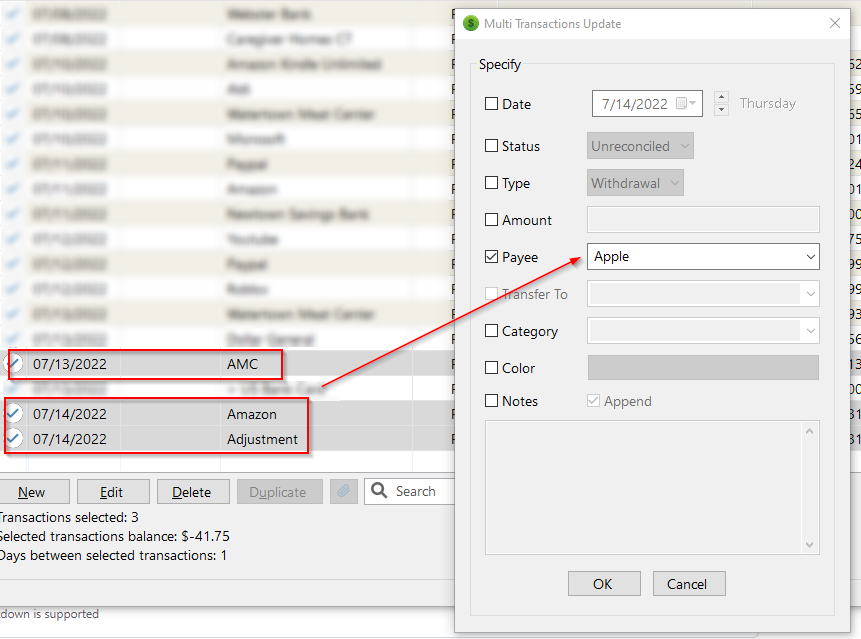 Multi-transaction update of Payee Name causes "Payee Error" · Issue ...