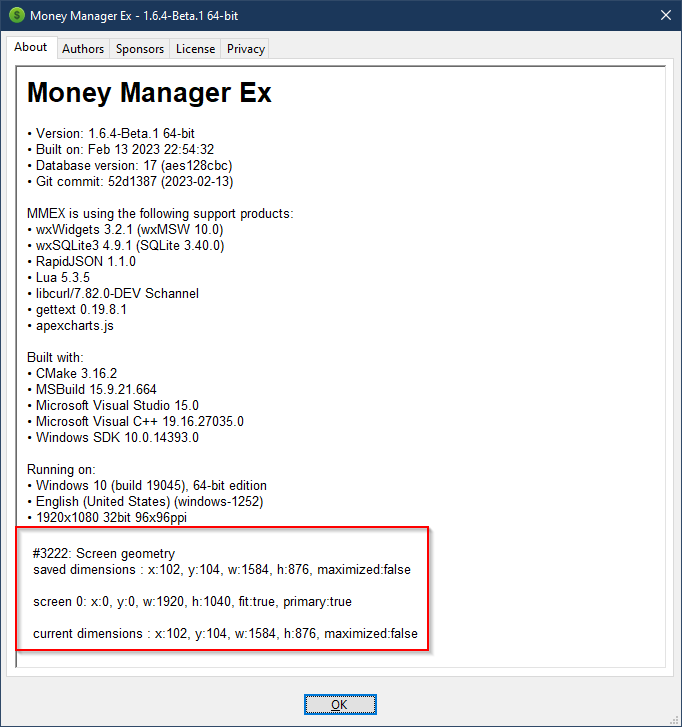Move View Diagnostics Information to About Dialog · Issue #5669 · moneymanagerex/moneymanagerex ...