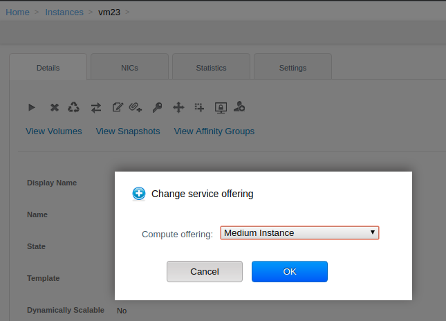 Switch instance to another compute/service offering · Issue #3332 · apache/cloudstack · GitHub