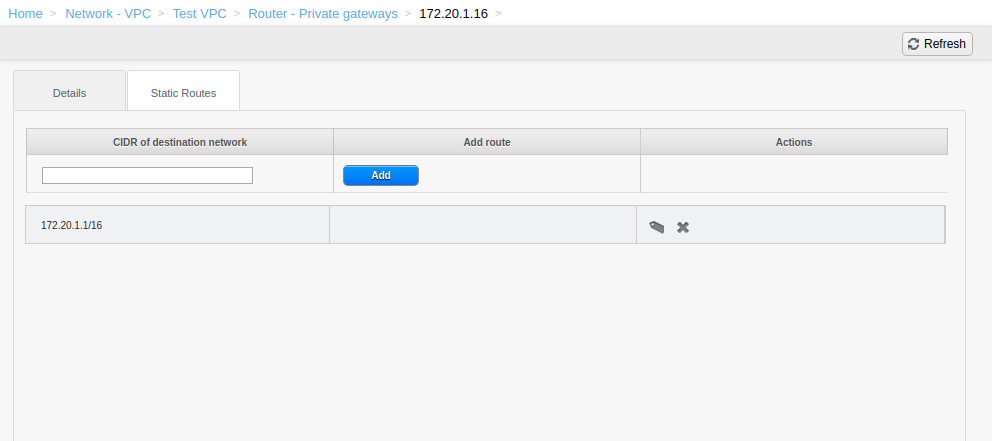 Vpc Private Gateway Static Routes Tab · Issue 136 · Apache Cloudstack Primate · Github