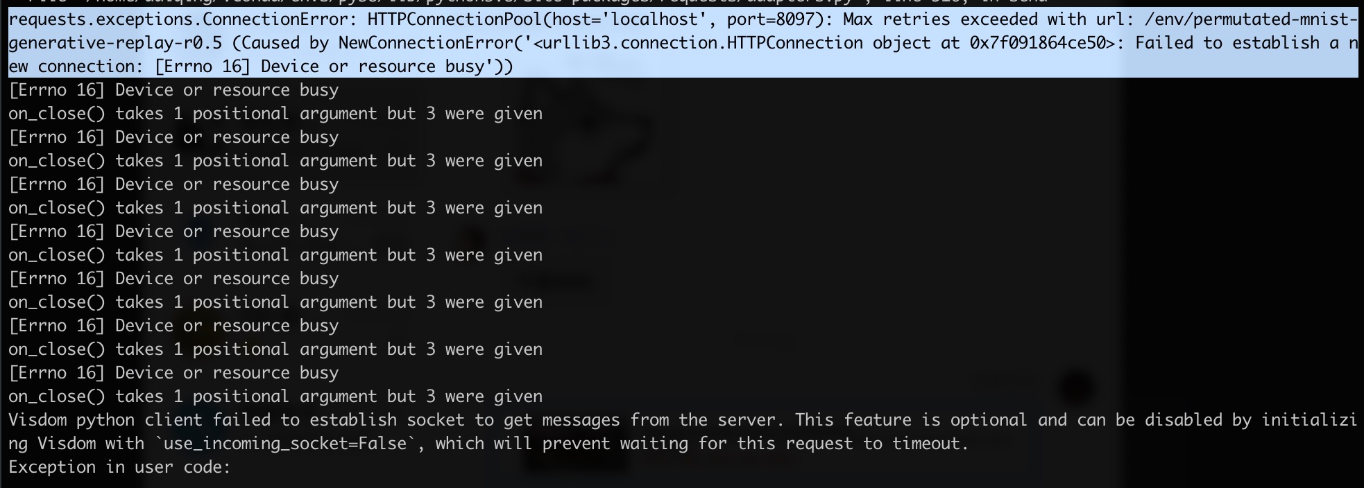 [error 16] Device or resource busy · Issue #827 · fossasia/visdom · GitHub