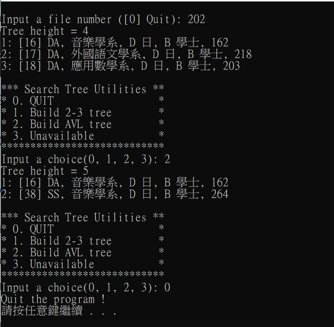 GitHub - yuru0320/2-3Tree-AVLTree: 以入學資料作為數據，分別建立 2-3 樹及 AVL 樹。
