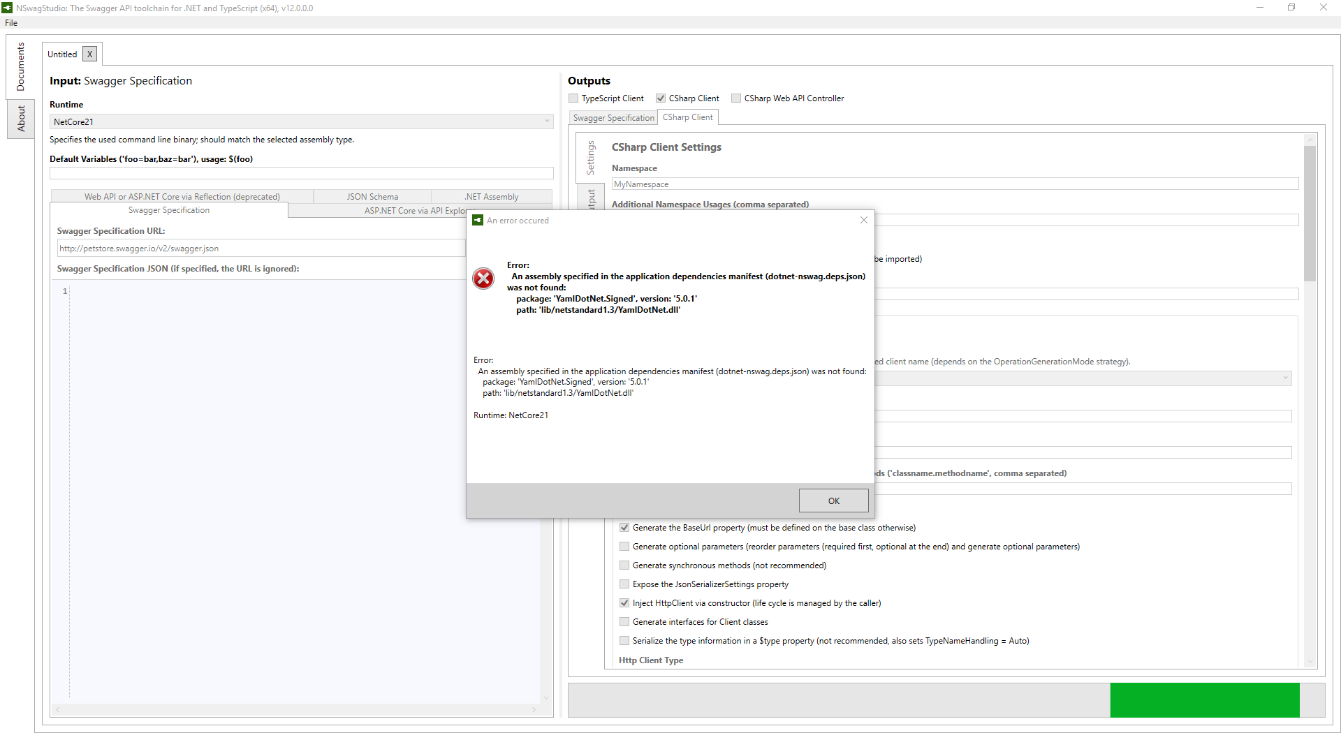 Nswag studio: assembly specified YamlDotNet.Signed not found · Issue ...